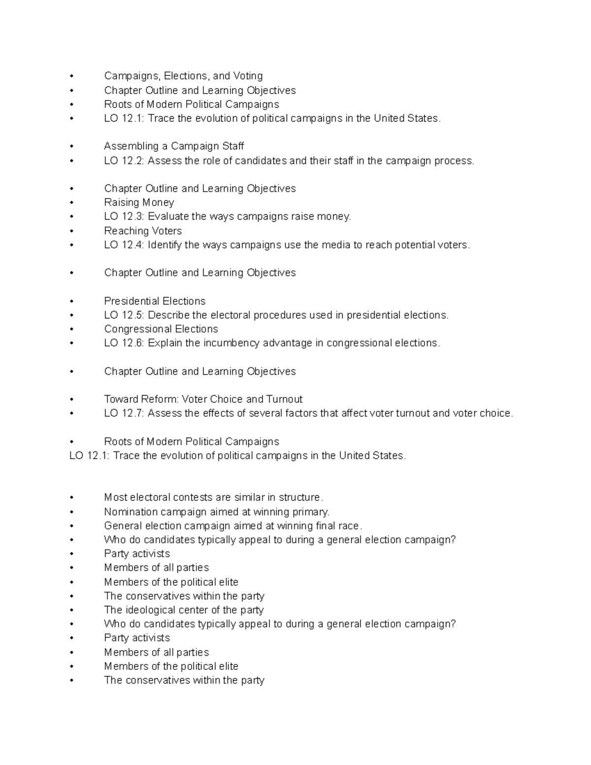3 - notes - Campaigns, Elections, and Voting Chapter Outline and ...