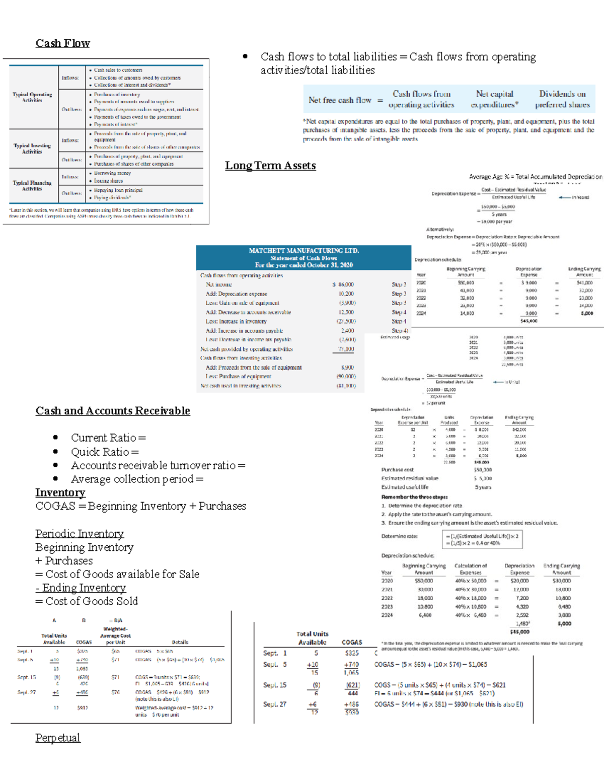 Cheat Sheet for Accounting Final - Cash Flow Cash flows to total ...