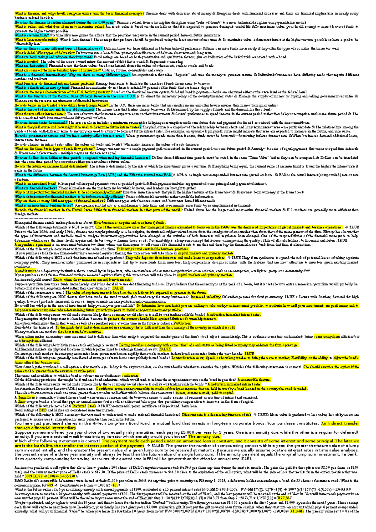 Study Sheet - Principles of Finance - What is finance, and why should ...