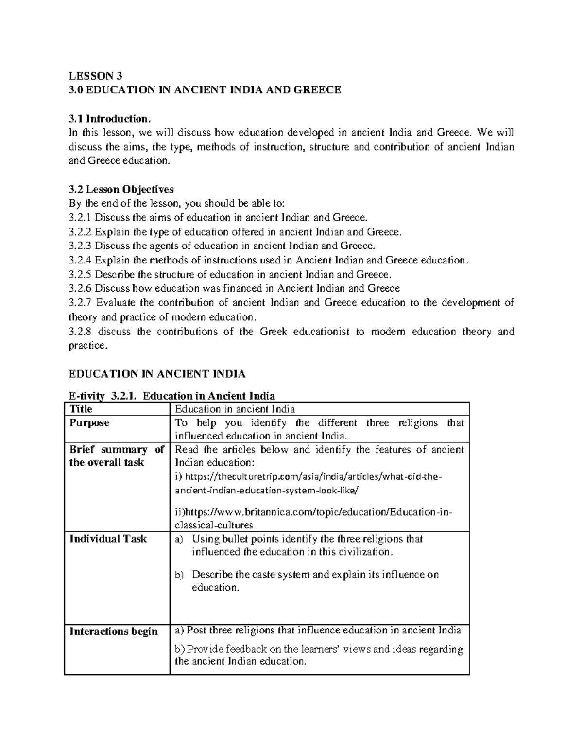 Lesson 3 EFN102 b - good notes for self study - LESSON 3 3 EDUCATION IN ...