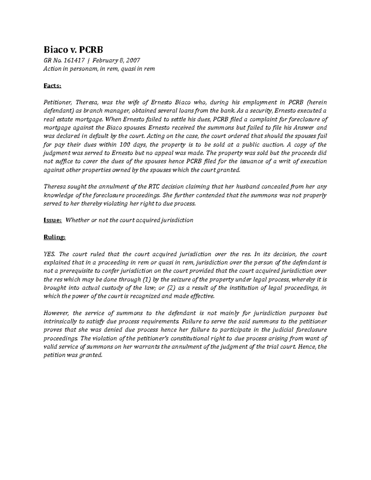 Biaco v PCRB - Case Digest - Biaco v. PCRB GR No. 161417 | February 8 ...