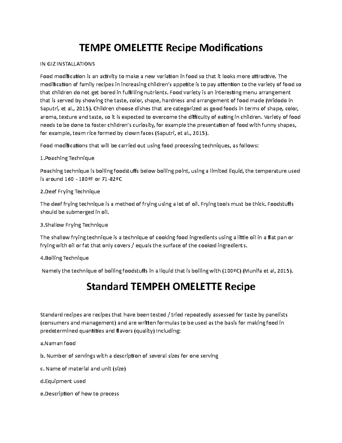 Tempe Omelette Recipe Modifications - TEMPE OMELETTE Recipe Modifications IN GIZ INSTALLATIONS ...