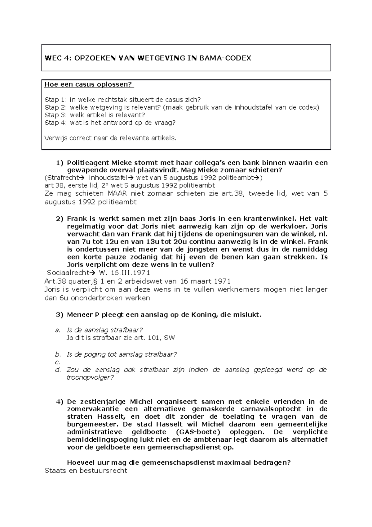 RMI WEC4 Oefeningen BAMA-codex - WEC 4: OPZOEKEN VAN WETGEVING IN BAMA ...