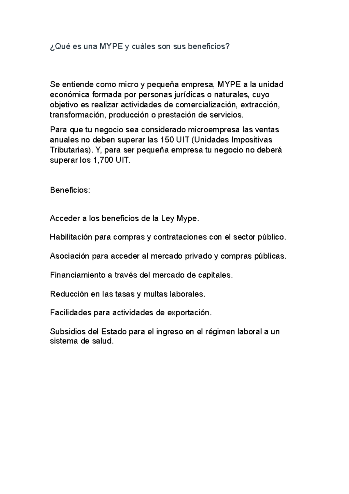 Qué es una MYPE y cuáles son sus beneficios - ¿Qué es una MYPE y cuáles ...