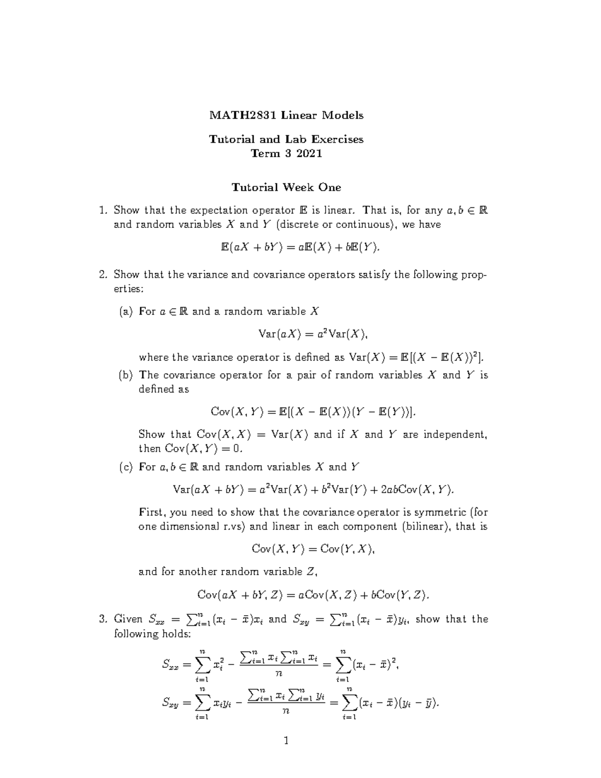 2831 Tutorial and Lab Questions All Tutorials - MATH2831 - UNSW Sydney ...