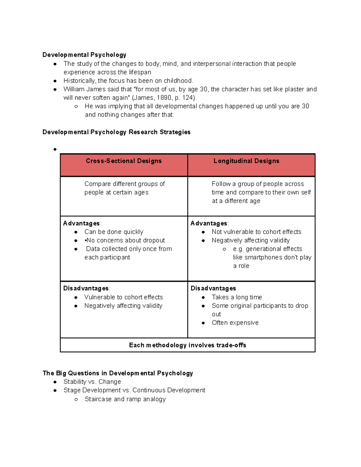 Psychology chapter 9 notes - Developmental Psychology The study of the ...