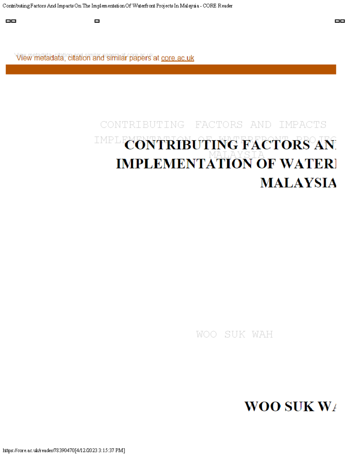 Contributing Factors And Impacts On The Implementation Of Waterfront ...