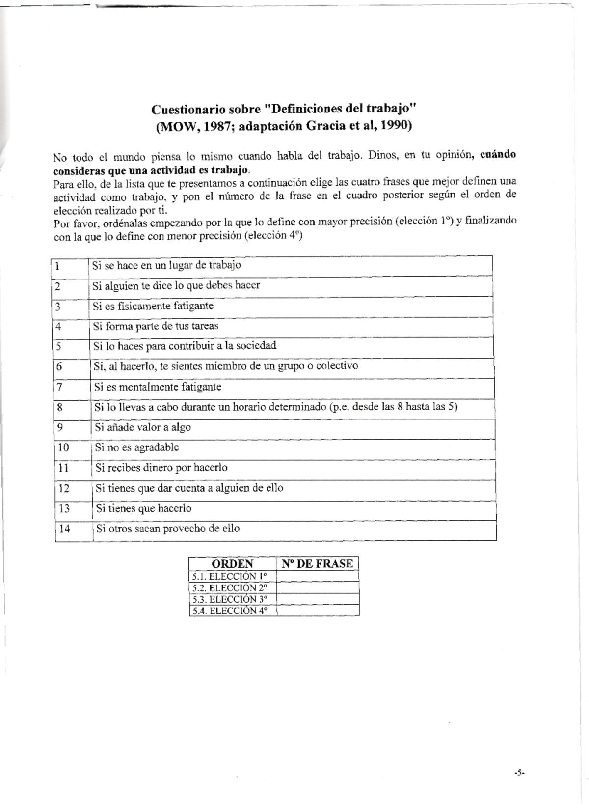 Cuestionario MOW Significado del tb - Psicologia - UNED - Studocu