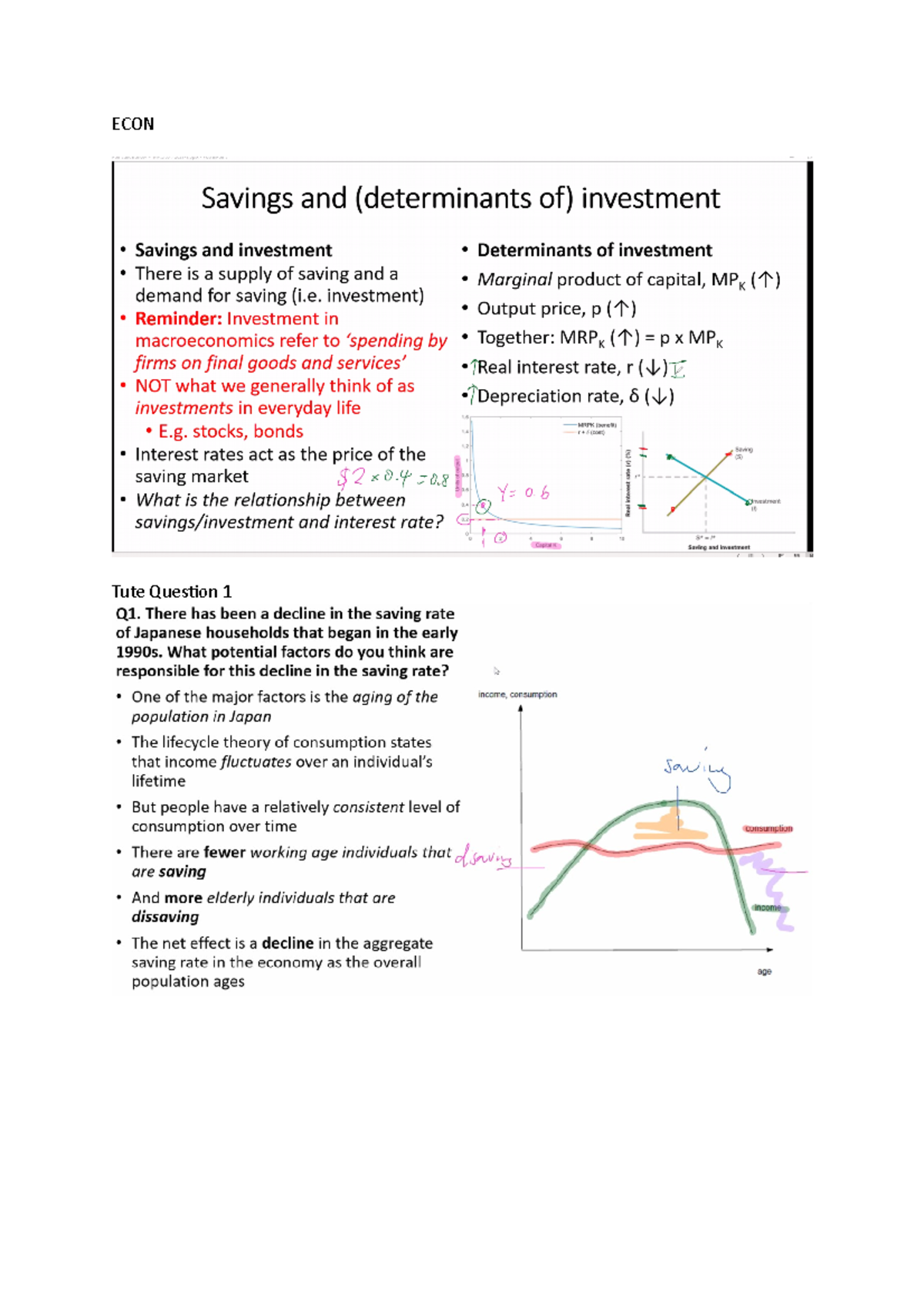 Tute 7 - Tute questions and solutions - ECON10003 - ECON Tute Question ...