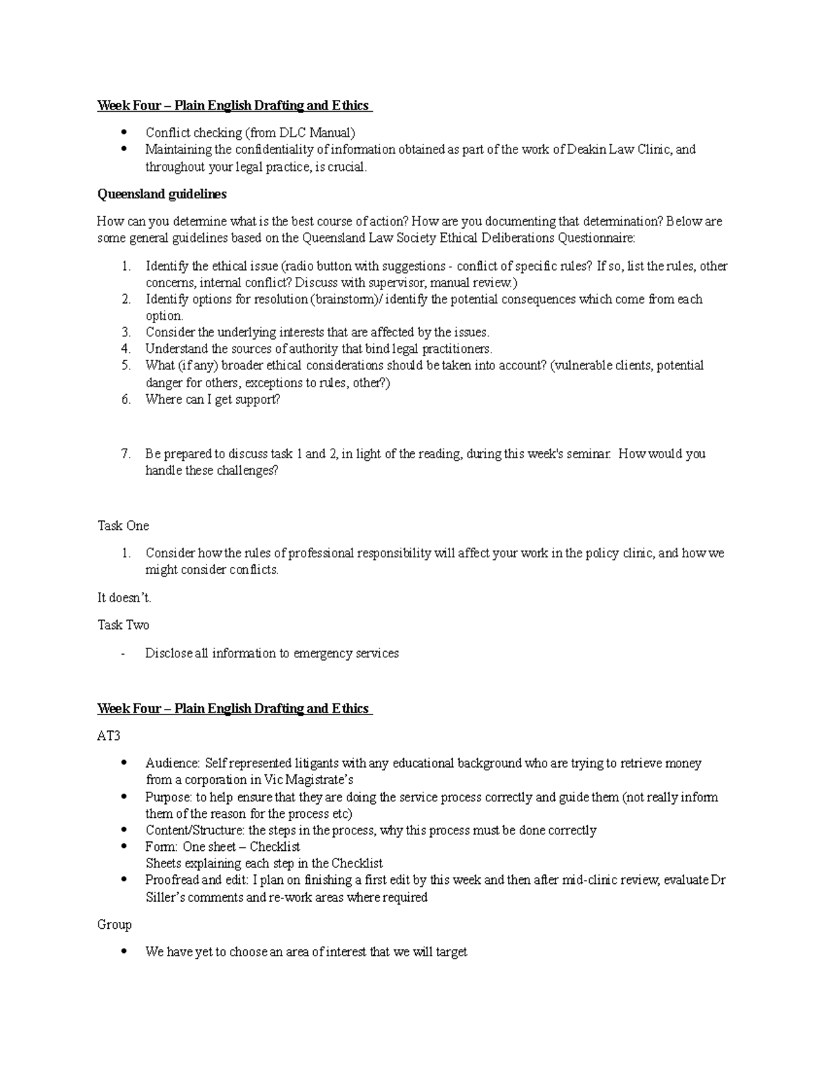 Week Four - Plain English Drafting - Queensland guidelines How can you ...