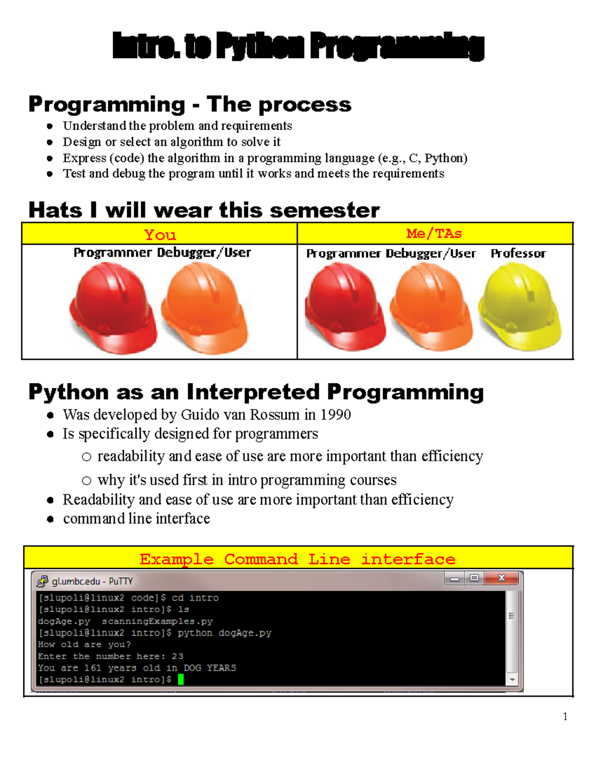 Intro Python Notes - Intro. to Python Programming Programming - The ...