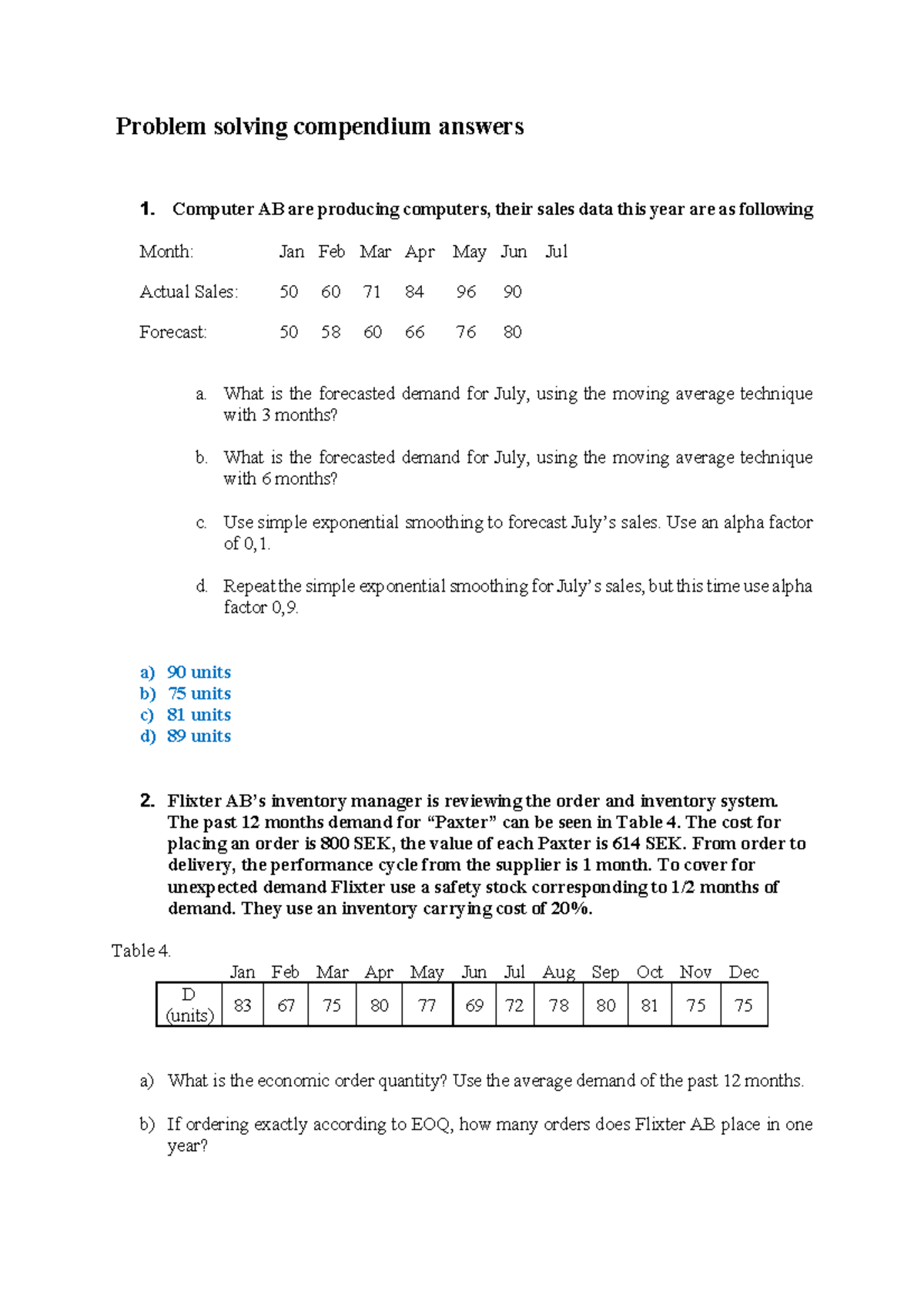Problem solving compendium answers - Problem solving compendium answers ...
