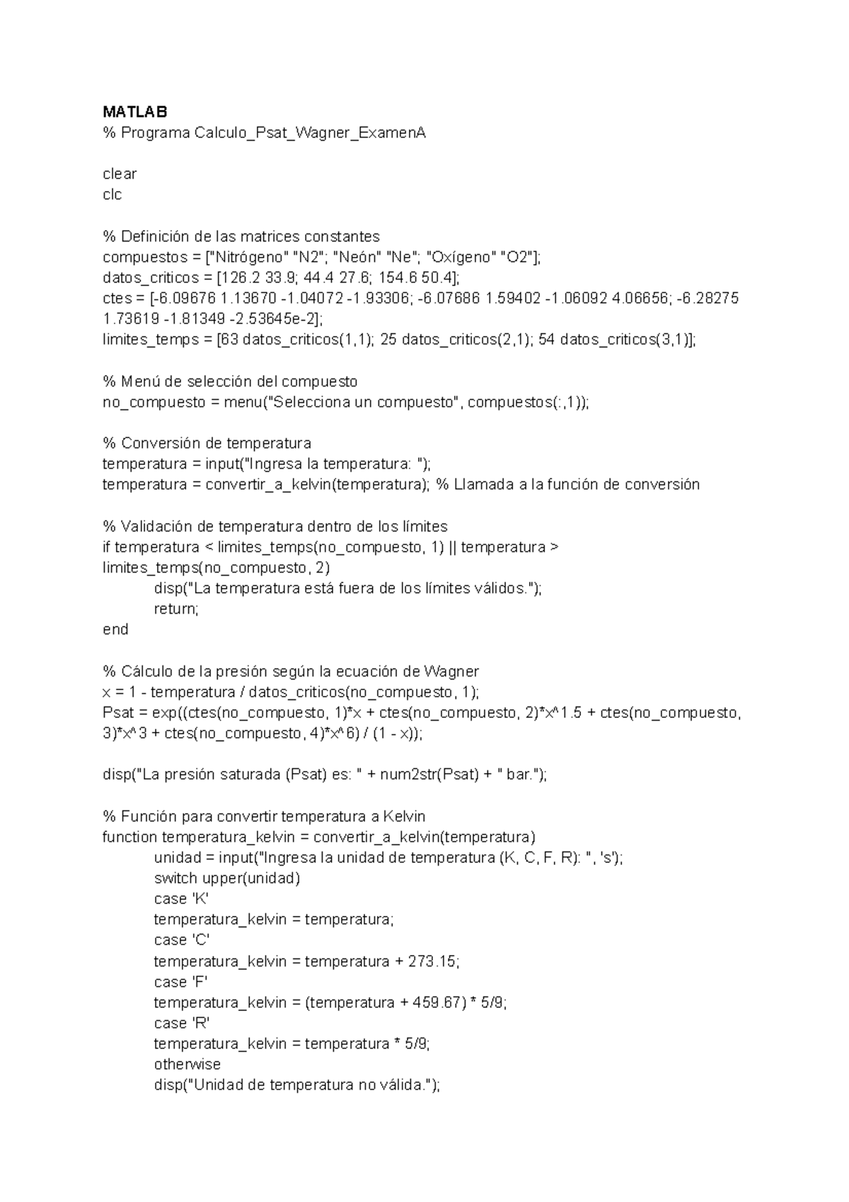 Matlab - ejercicio tipo examen para la resolucion de la ecuacion de ...