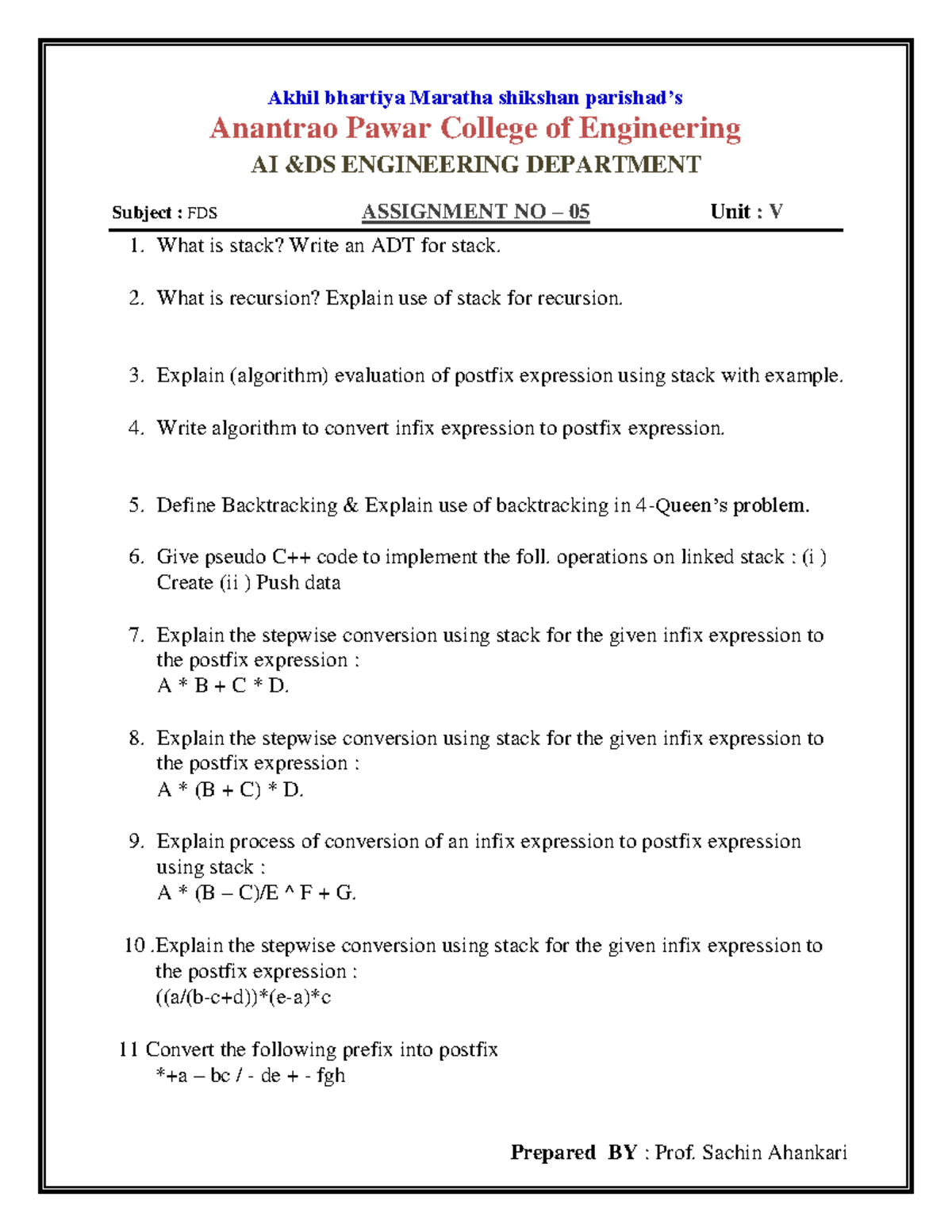 Fds-assignment-5 - HI I AM SENDING THE ASSIGNMENTS OF APCOER,PUNE - Akhil bhartiya Maratha ...