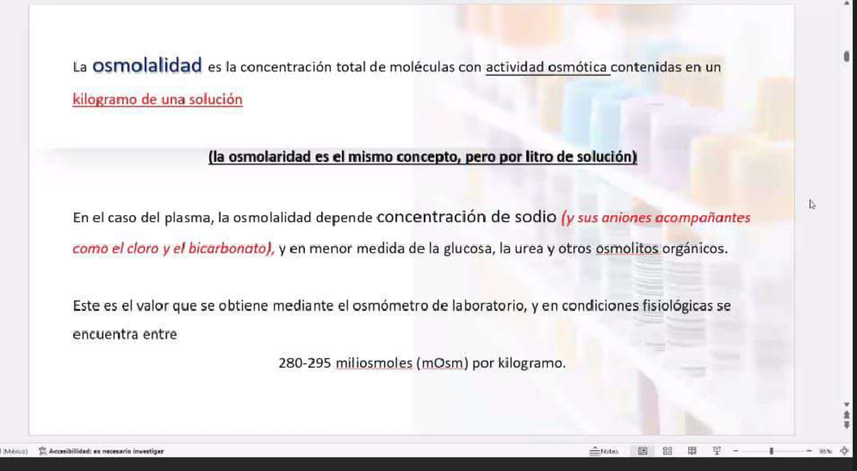 Osmolalidad 26-6-24 - Notas - La osmolalidad es la concentración total ...