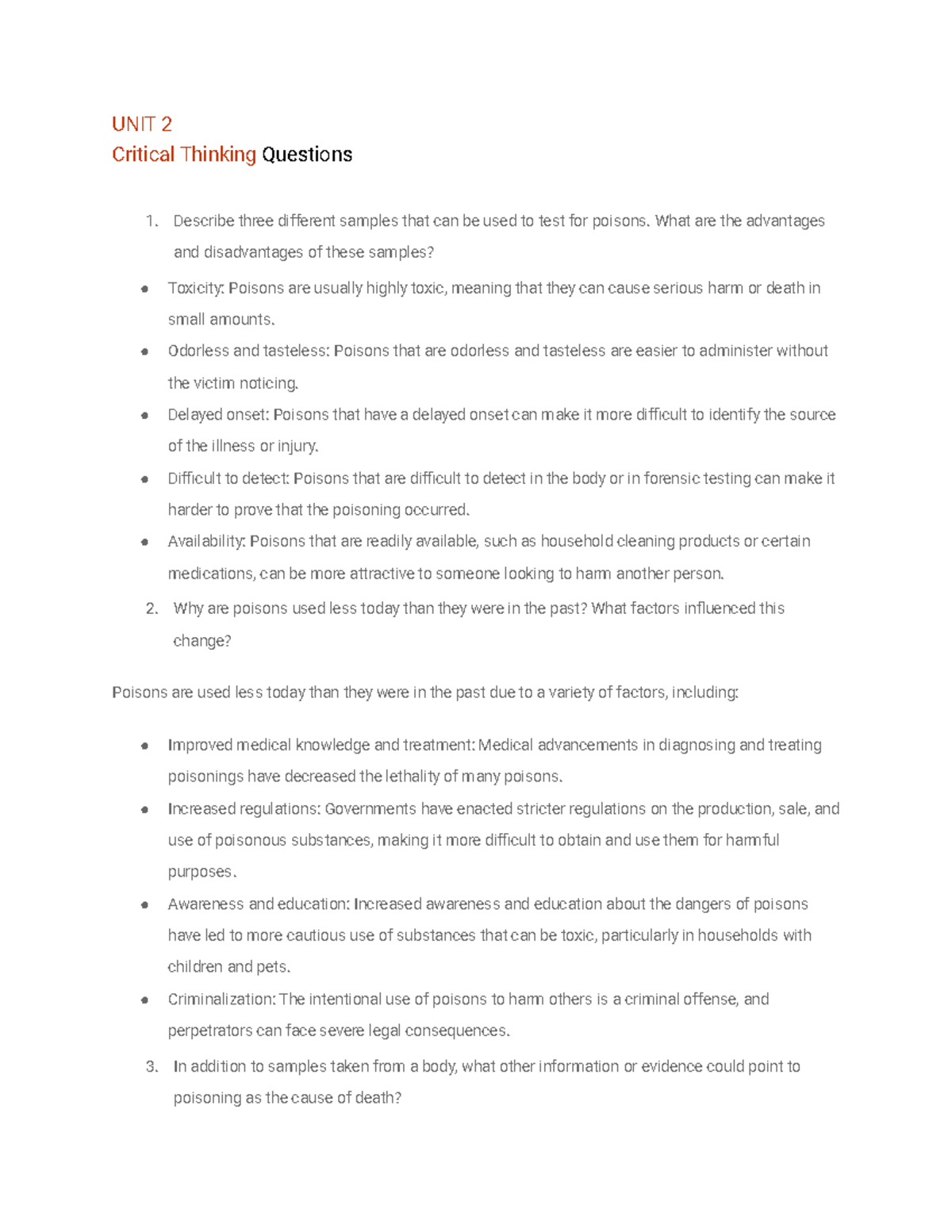 Unit 2 critical thinking qs - amy perez - UNIT 2 Critical Thinking ...