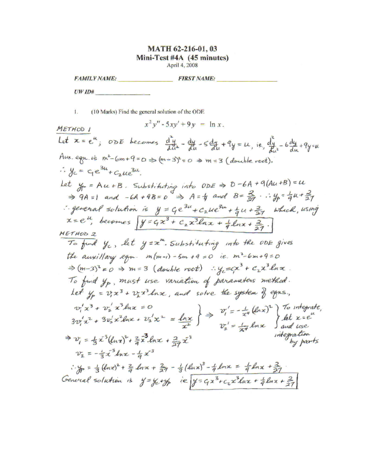 Exam 4 April 2008, questions and answers - midterm 4a - 03 62 216 - Studocu