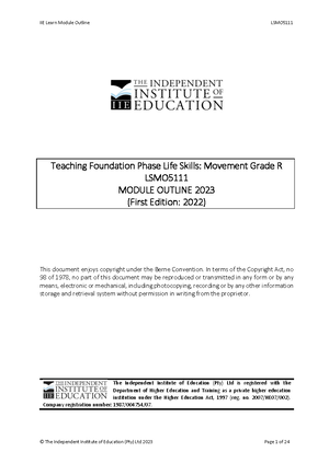 Movement activity plan - Activity Plan Template LSMO5111 TE105c 1 TEXP ...