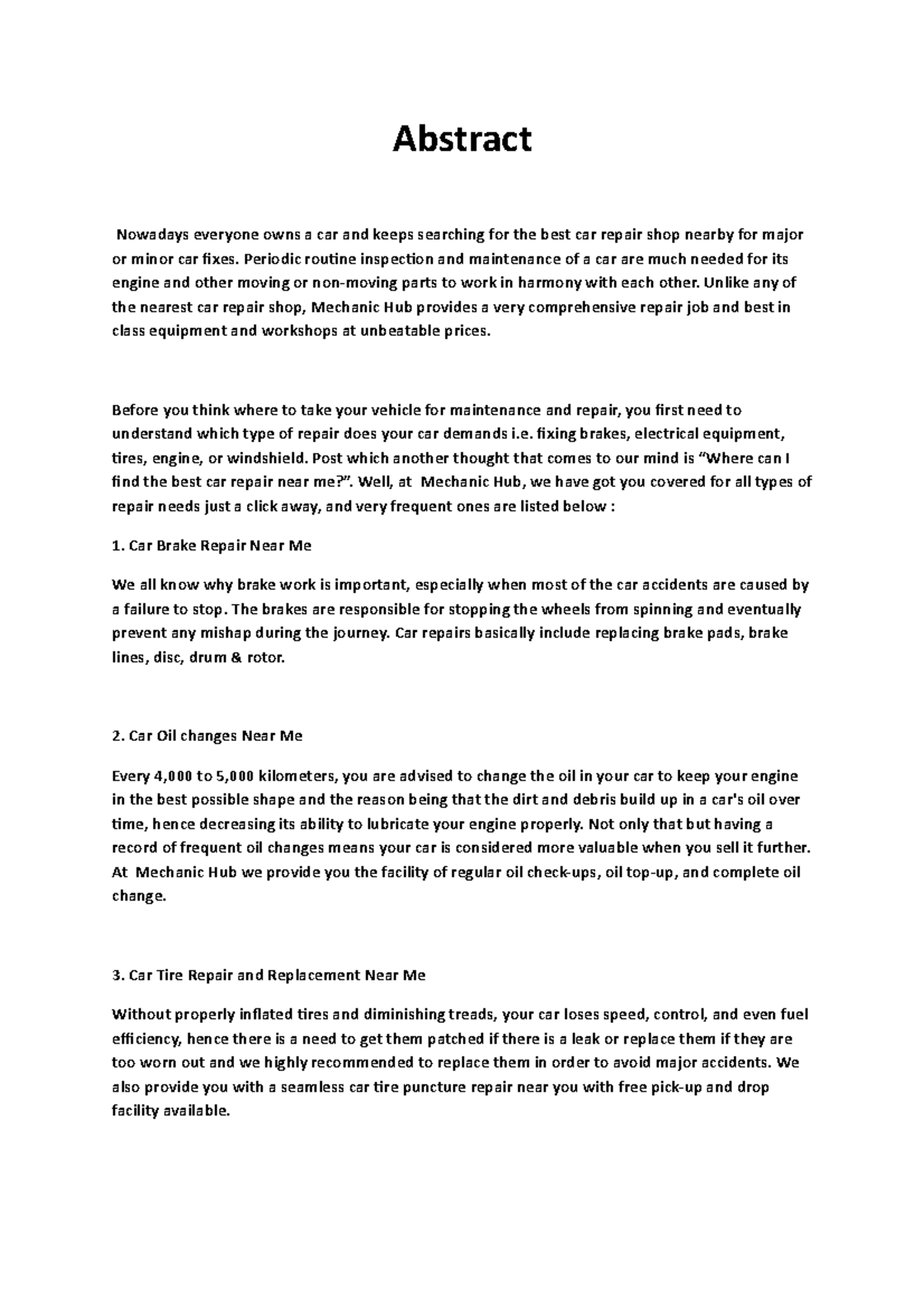 Abstract - Abstract Nowadays everyone owns a car and keeps searching ...