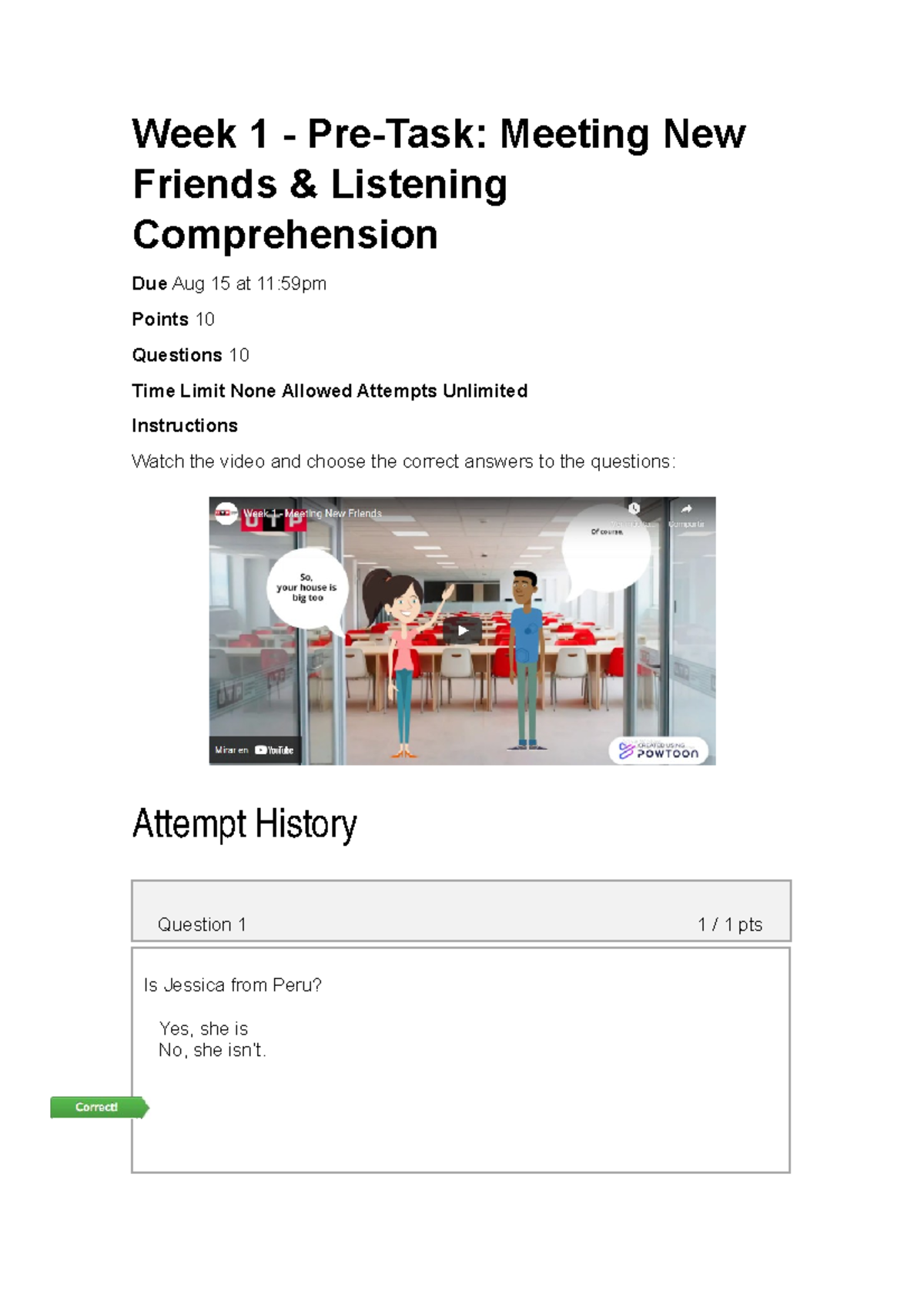 Week 1 - Pre-Task: Meeting New Friends & Listening Comprehension ...