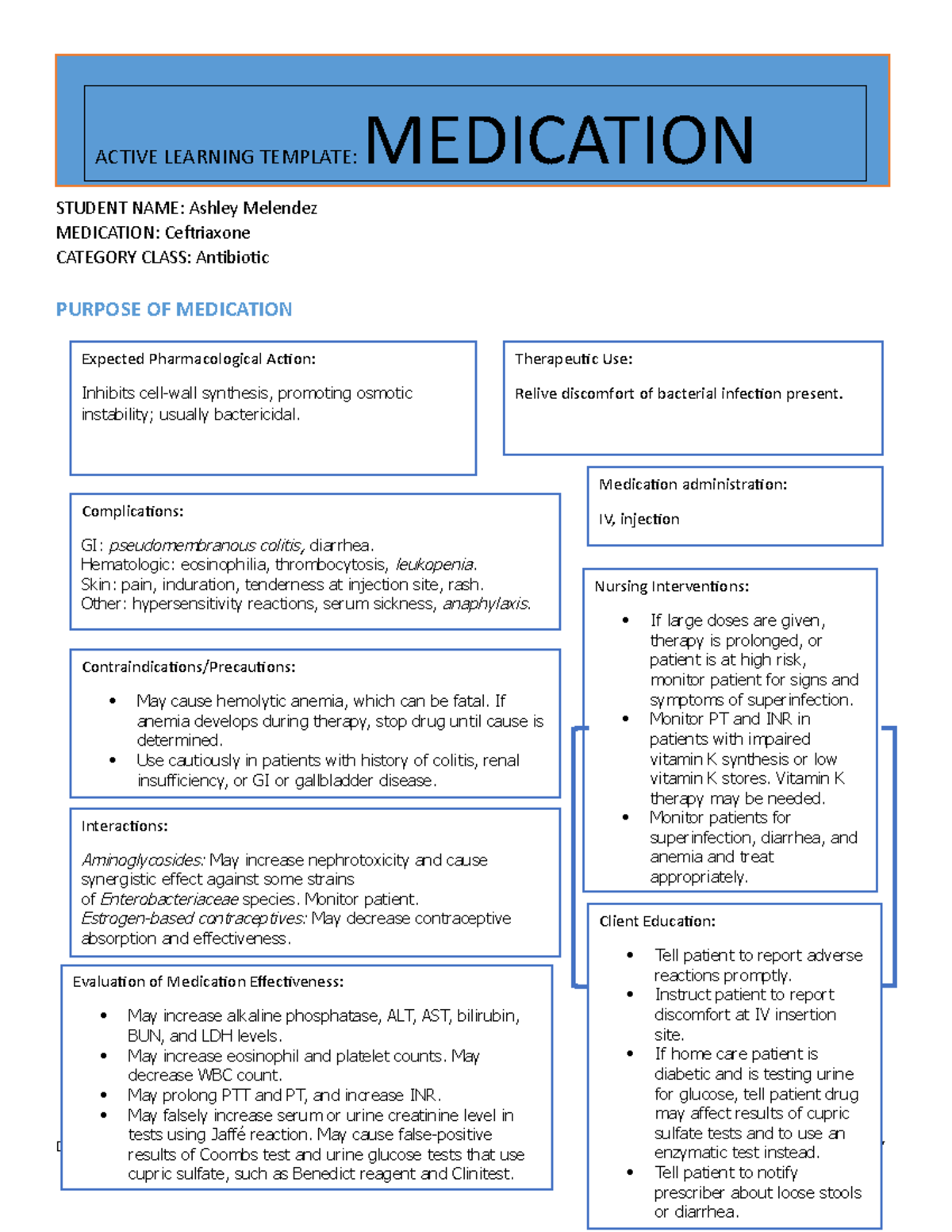 ALT Medication ceftriaxone ADH Clinical 05202021 - STUDENT NAME: Ashley ...