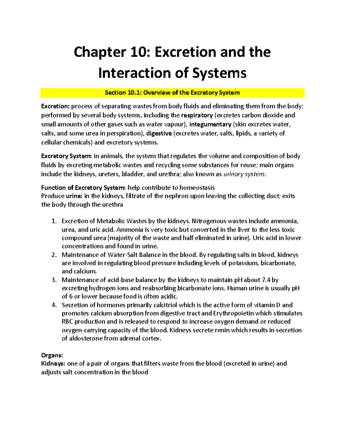Section 10.1 Overview of the excretory system - Chapter 10: Excretion ...