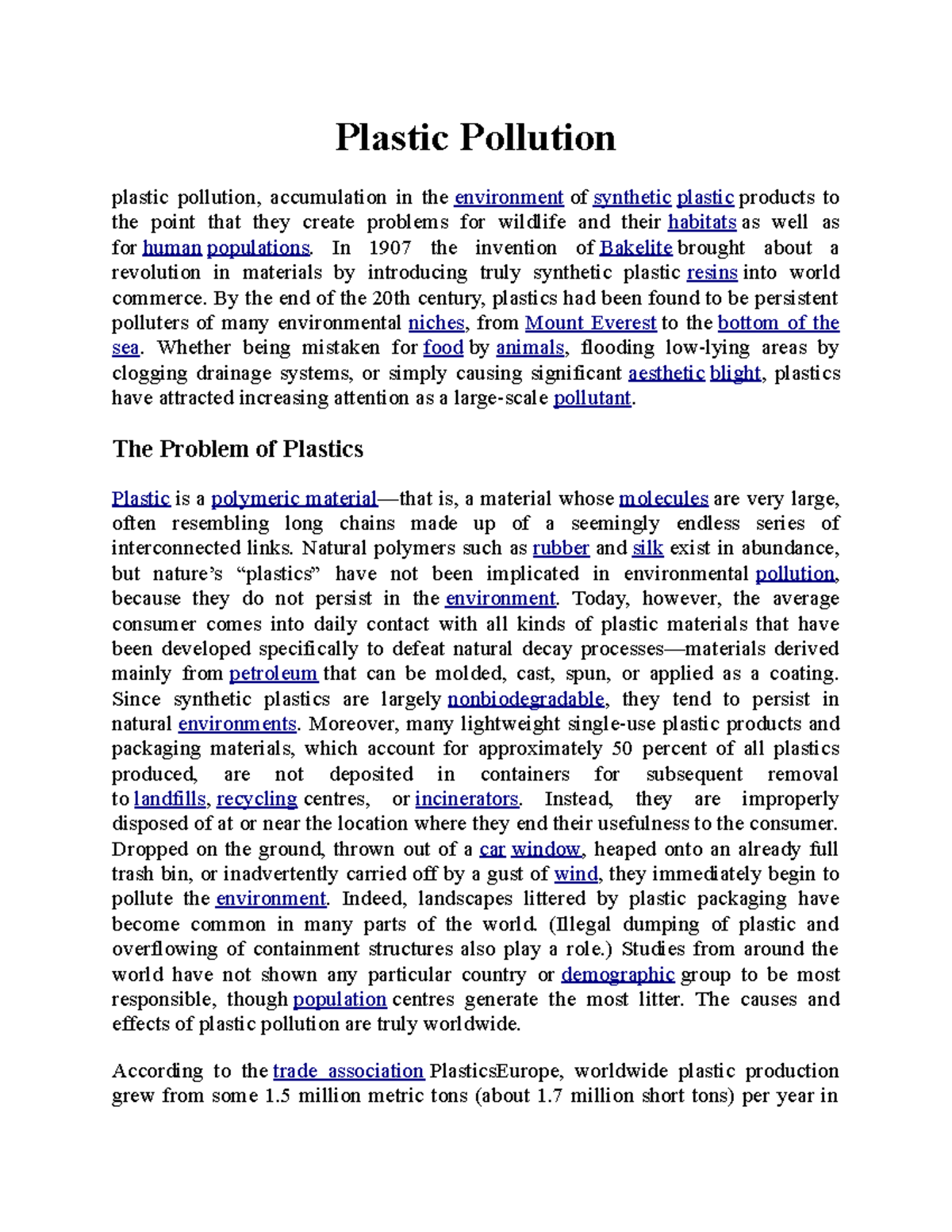 Plastic pollution - Plastic Pollution plastic pollution, accumulation ...