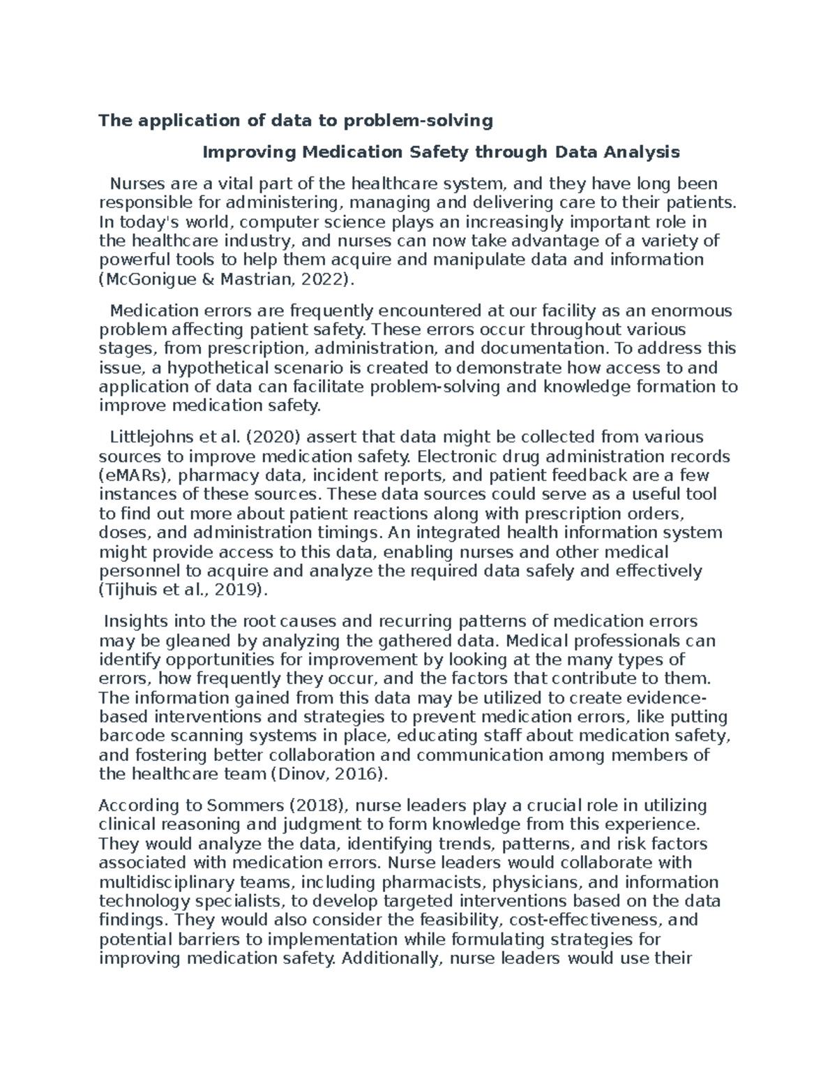 Discussion of - The application of data to problem-solving Improving ...