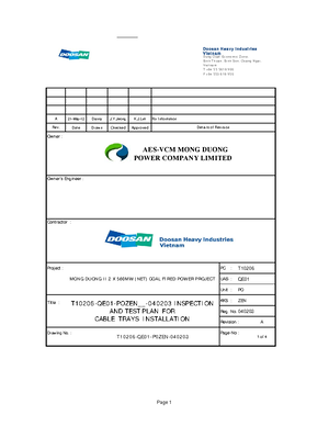 Method Statement Installation of Cable Tray & Trunking - AJJAJ ...