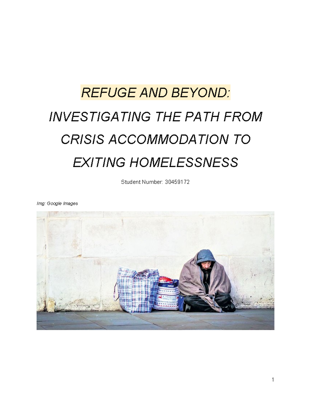 Assignment-PIP-Homelessness - REFUGE AND BEYOND: INVESTIGATING THE PATH ...