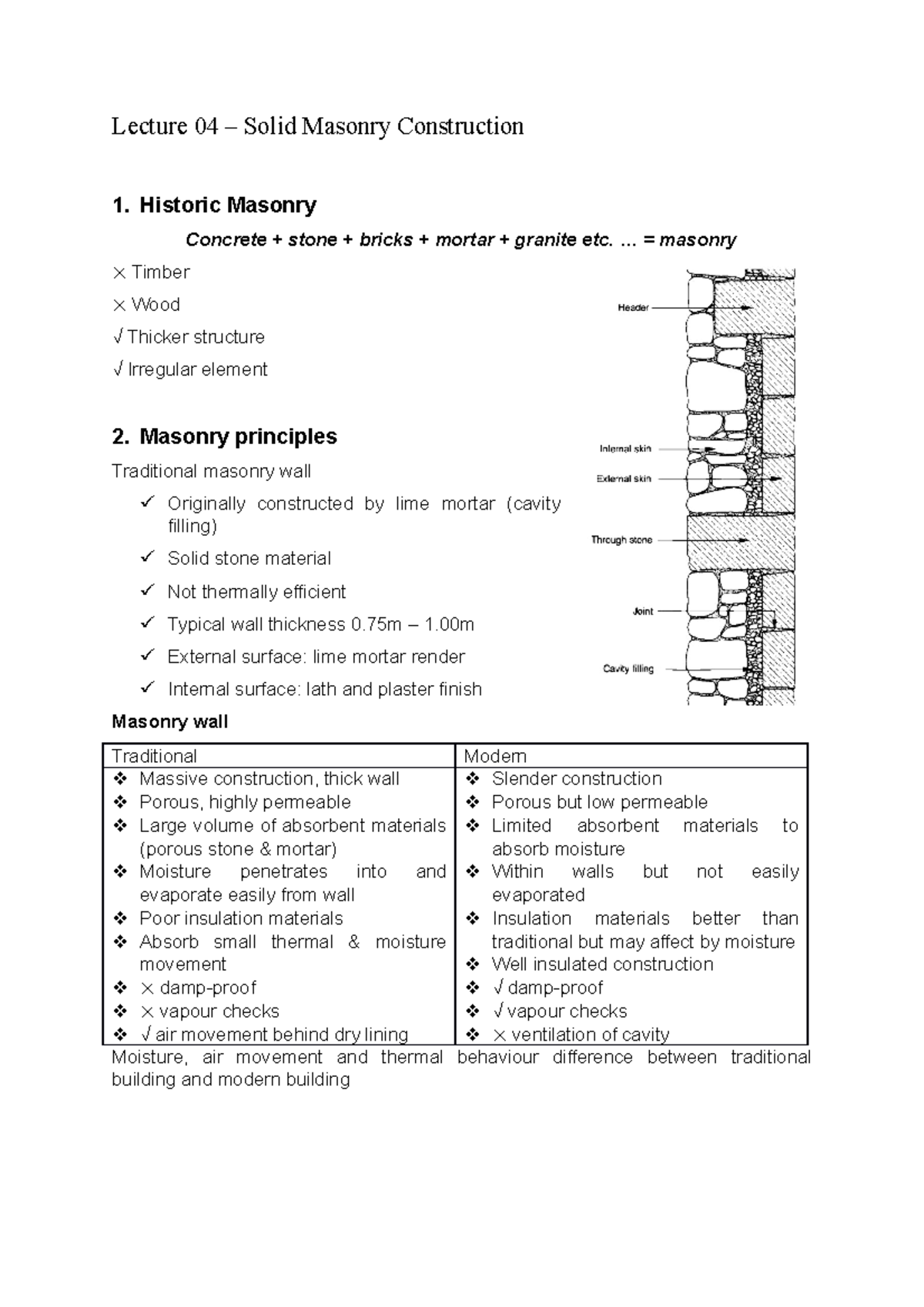 Lecture 04 - Masonry - Lecture 04 – Solid Masonry Construction 1 ...