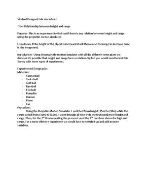 Lab report 1 edgenuity - Motion with Constant Acceleration OnlineLab ...