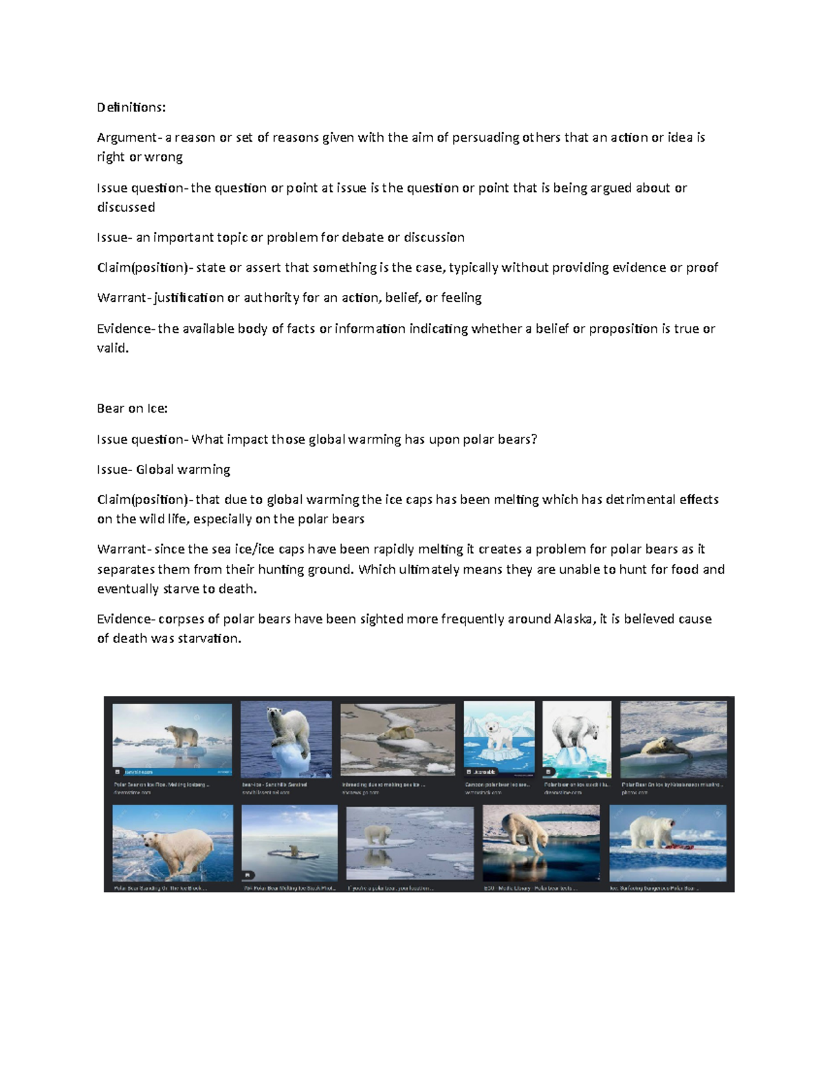 Argumental analysis - English assignment - Definitions: Argument- a ...