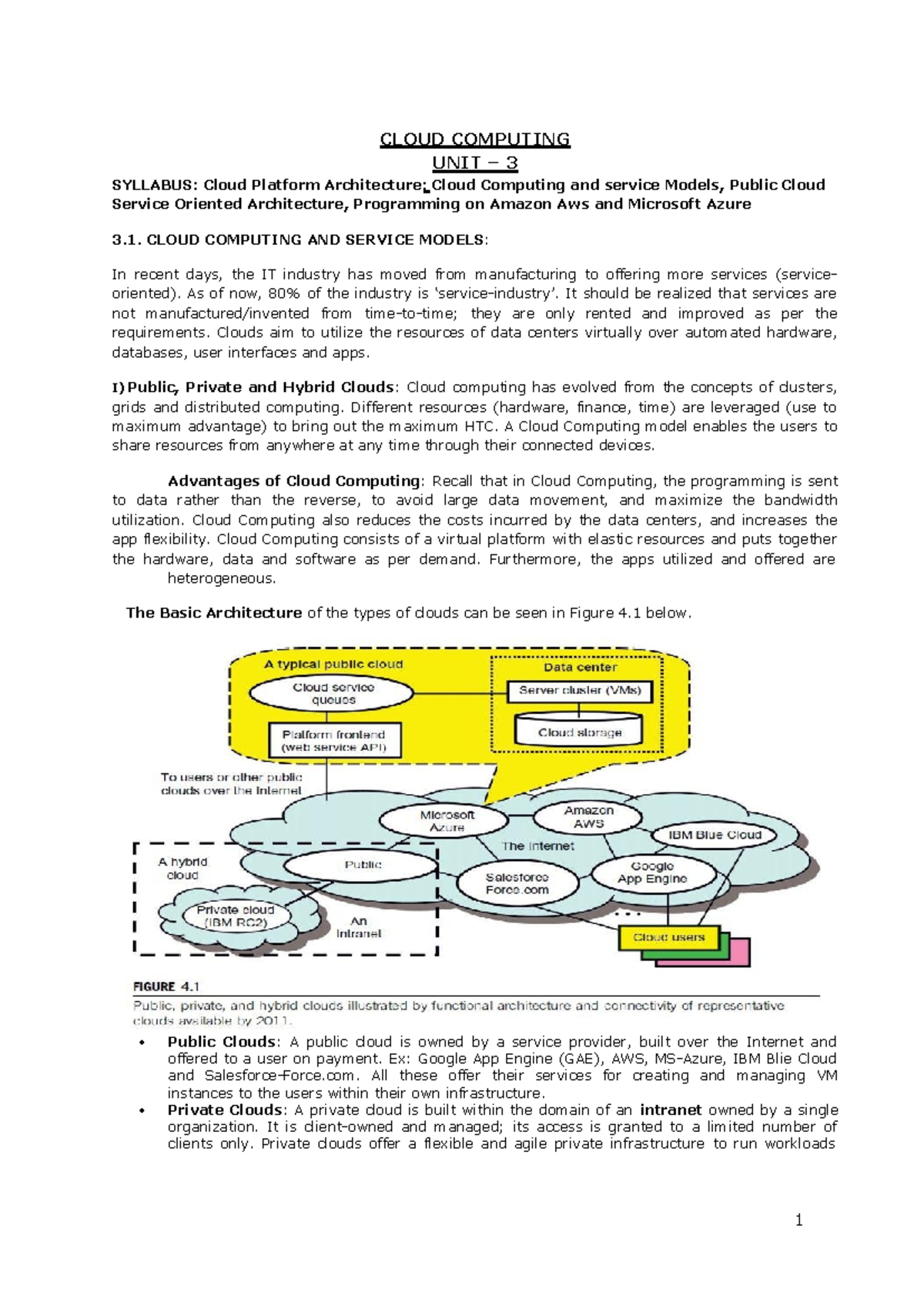 UNIT-3 - Clearcut Explanation - with diagrams - SACET CLOUD COMPUTING UNIT – 3 SYLLABUS: Cloud ...