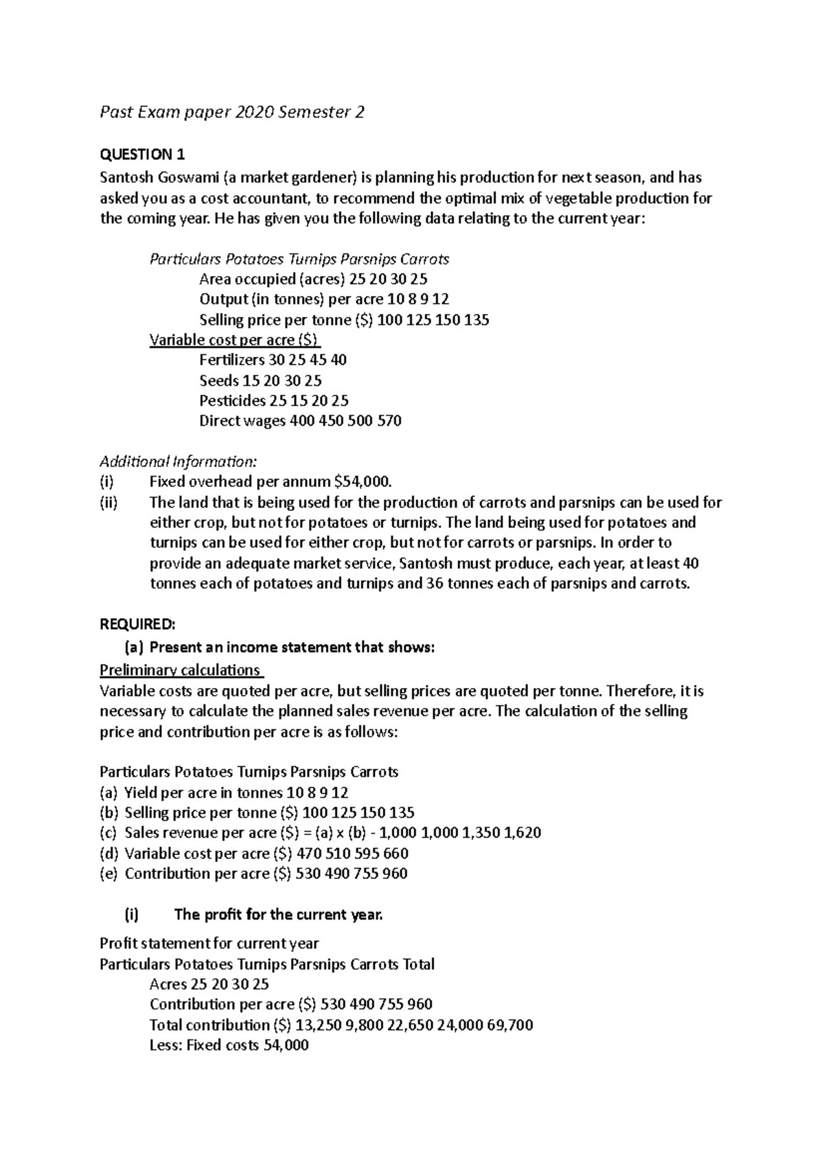 Past Exam paper 2020 Semester 2 - Past Exam paper 2020 Semester 2 ...