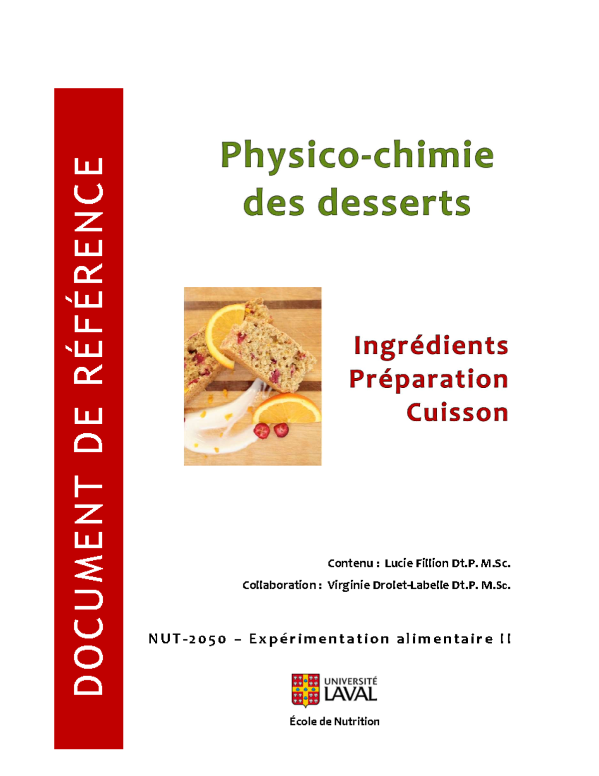 Physico-chimie des desserts A-2023 - Contenu : Lucie Fillion Dt. M ...
