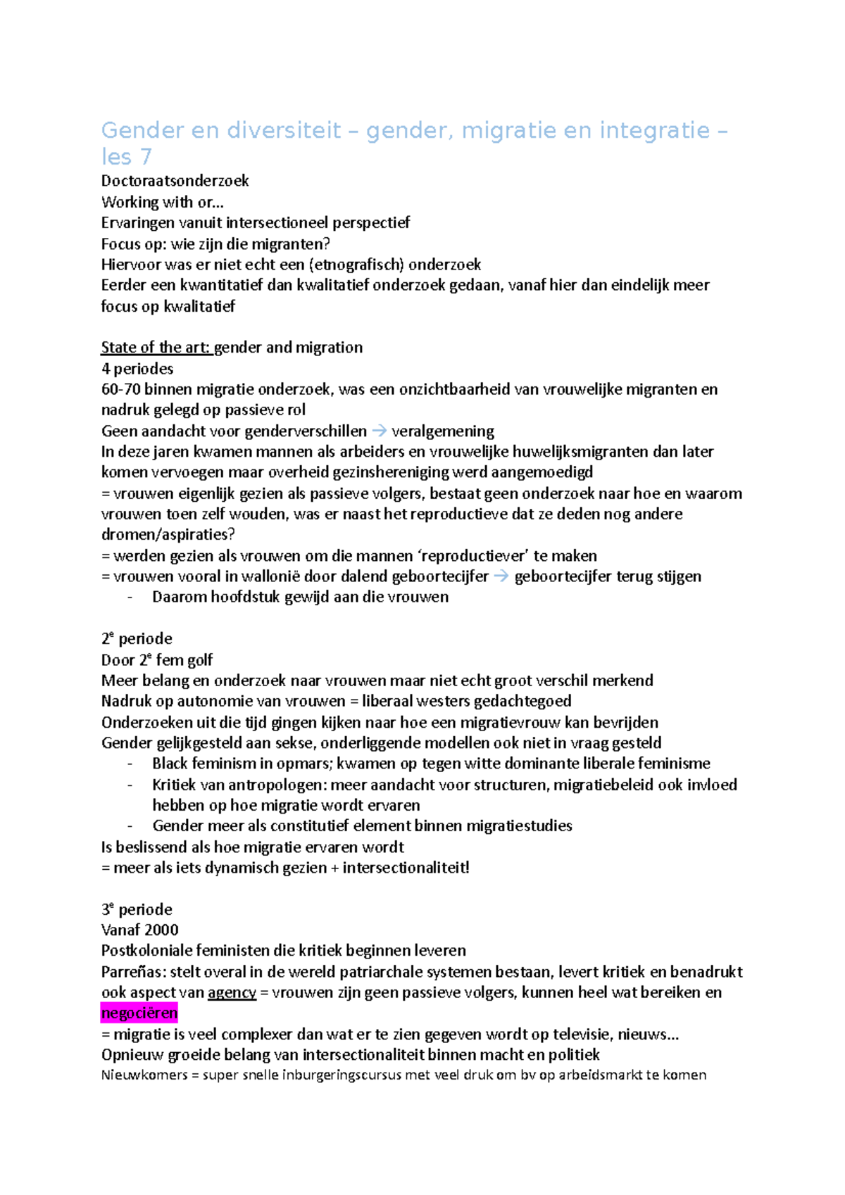 Gender en diversiteit les 7 - Gender en diversiteit – gender, migratie en integratie – les 7 ...