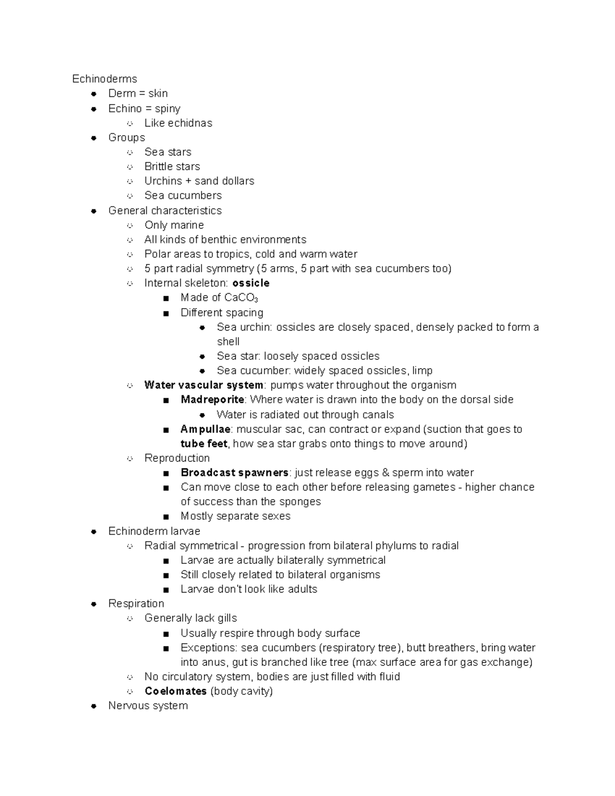 10 23 Phylum Echinodermata - Echinoderms Derm = skin Echino = spiny ...