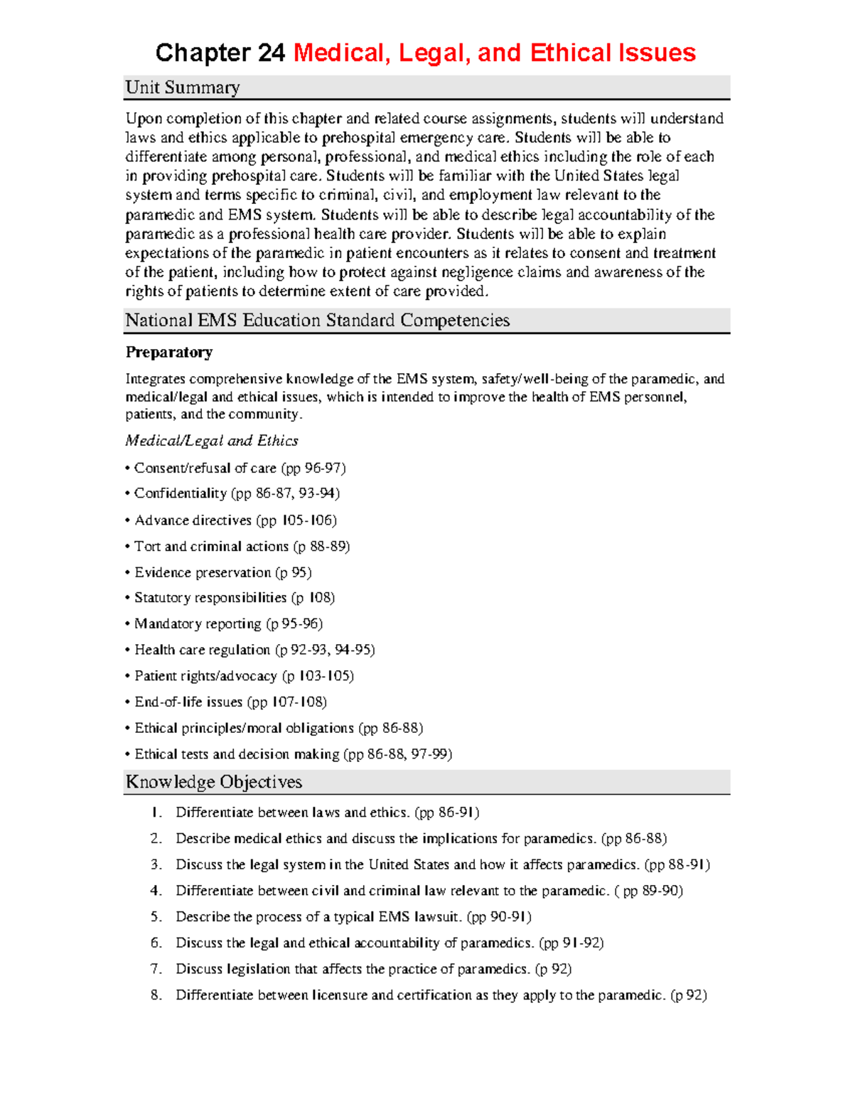 Ch24 Medical Legal and Ethical Issues - Chapter 24 Medical, Legal, and ...