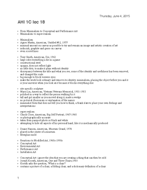 AHI 1C lec 11 - Lecture notes 11 - Thursday, May 7, 2015 AHI 1C lec 11 ...