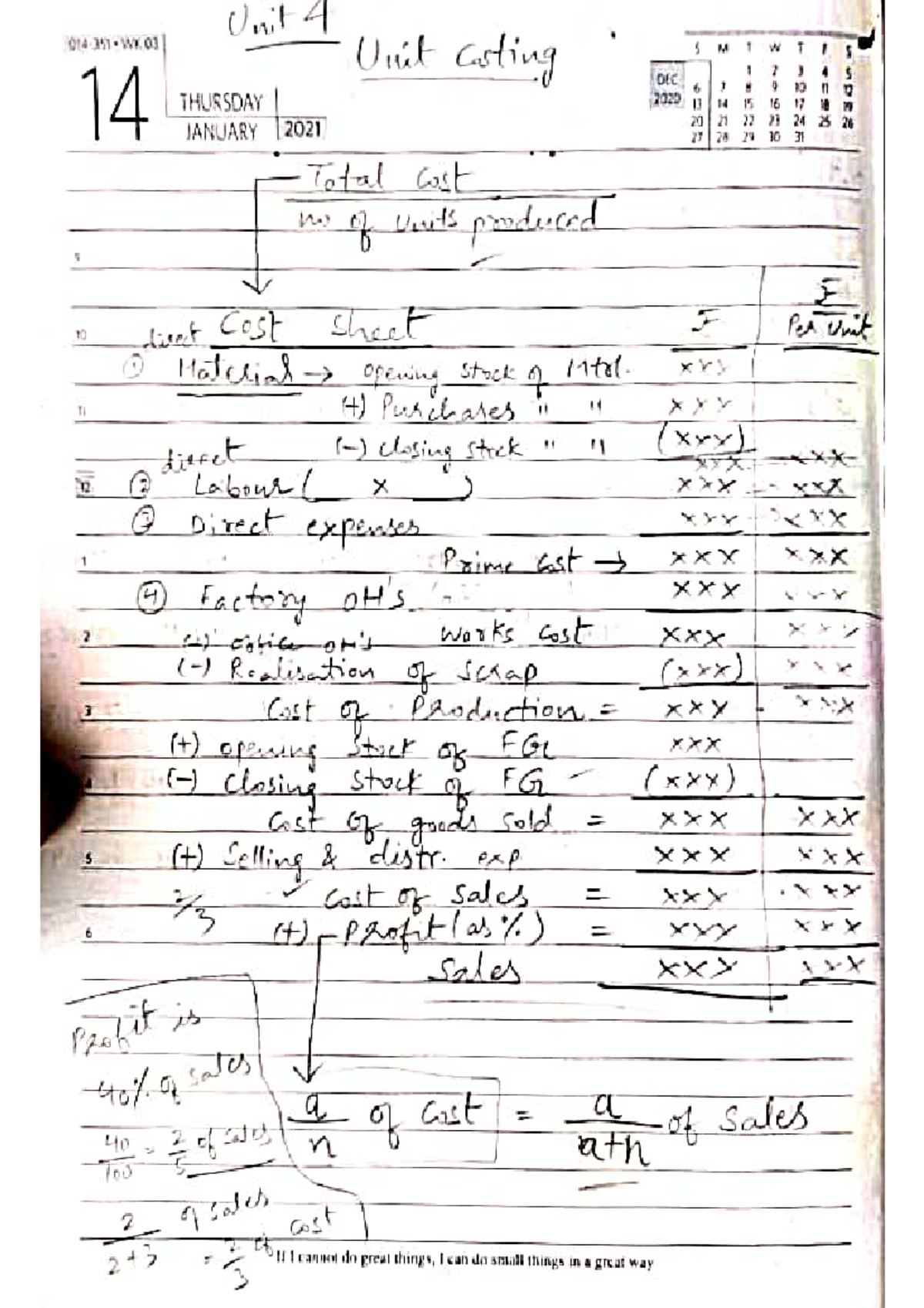 Unit 4 unit costing - Bcom honours - Studocu