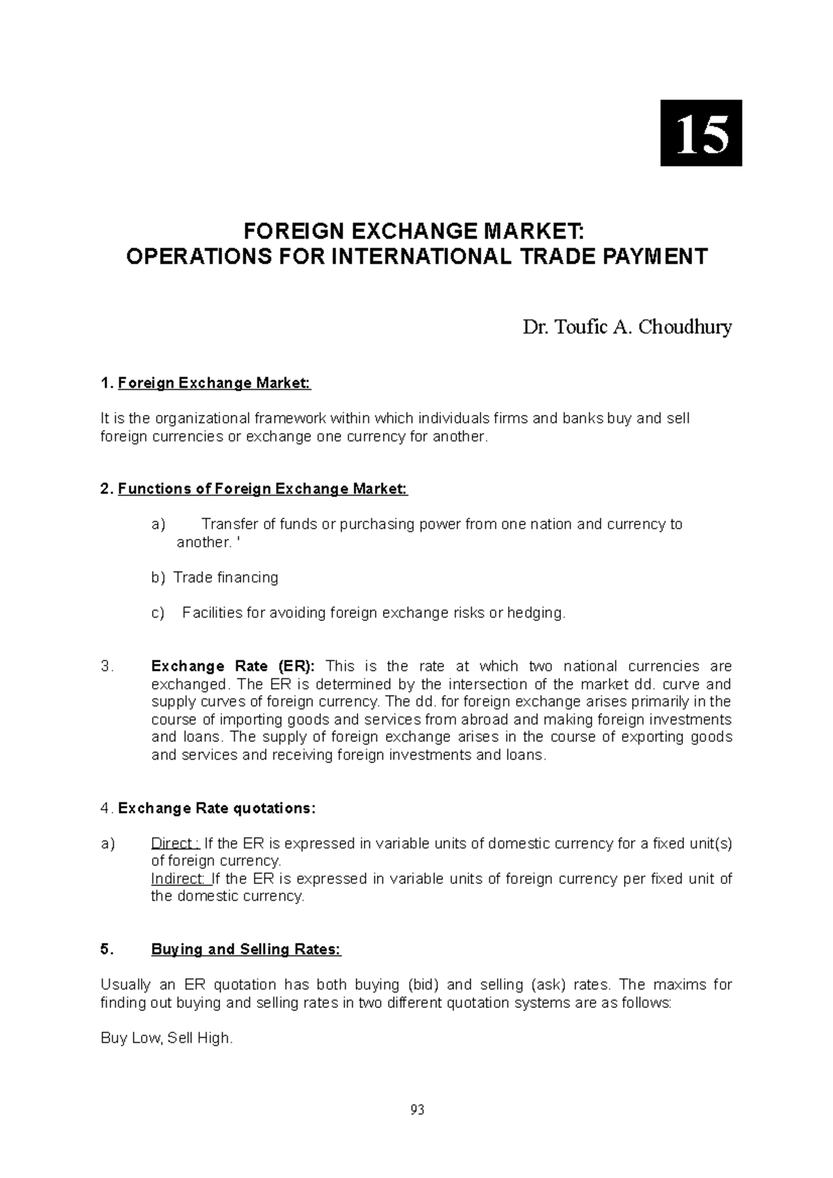 15 Foreign Exchange Market UPdated - 15 FOREIGN EXCHANGE MARKET ...