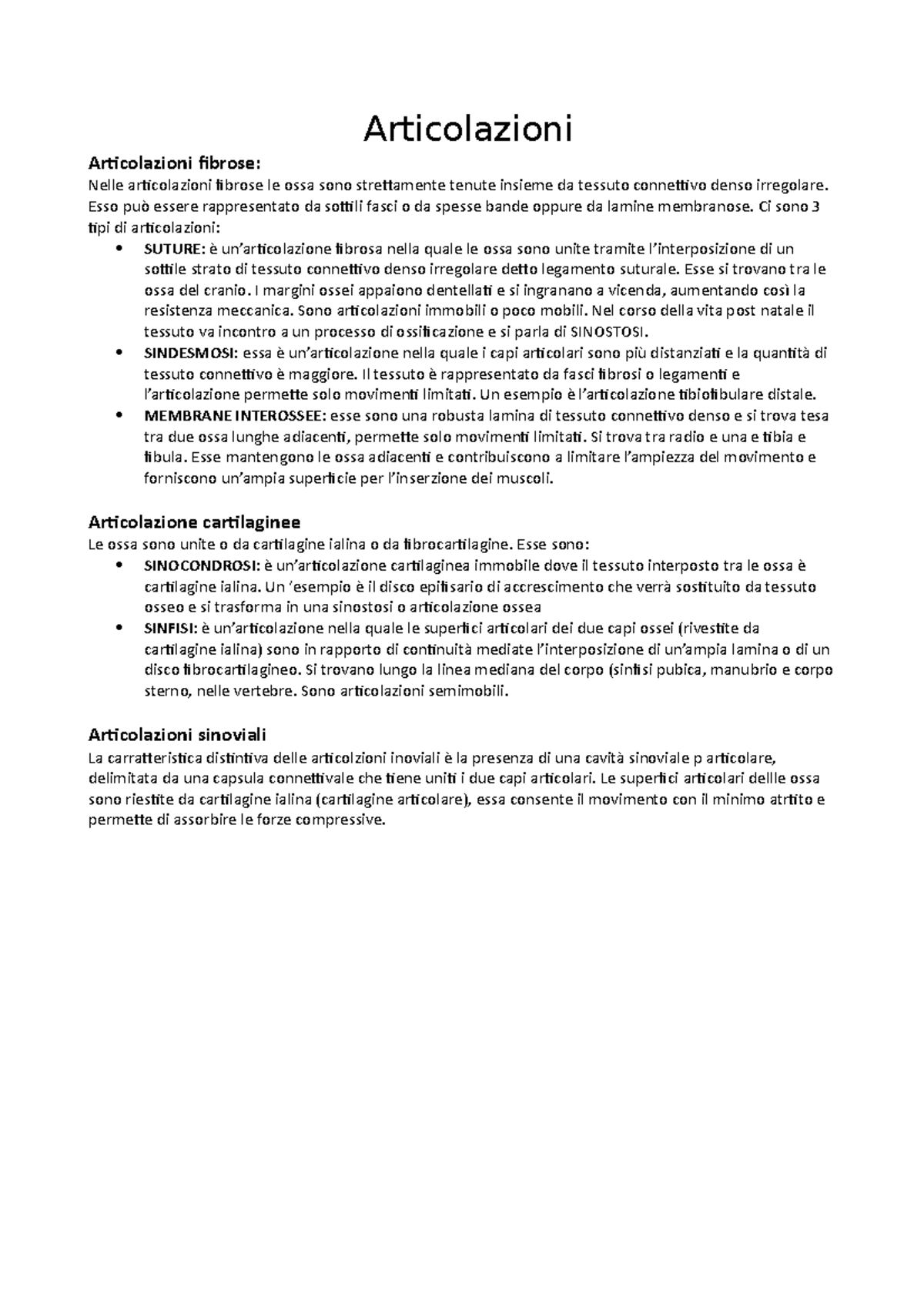 Anatomia articolazioni - Articolazioni Articolazioni fibrose: Nelle articolazioni fibrose le ...