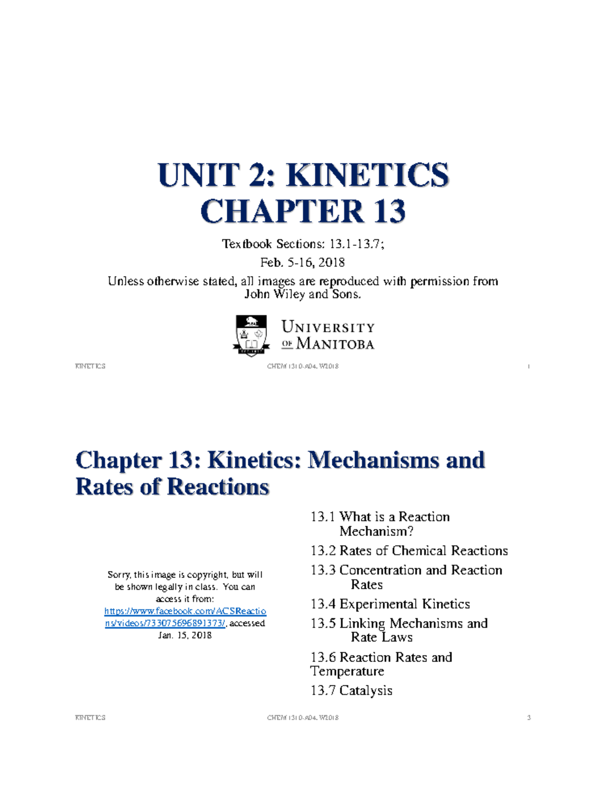 CH 13 Kinetics - course note for chapter 13 - CHEM 1310 - Warning: TT: undefined function: 32 ...