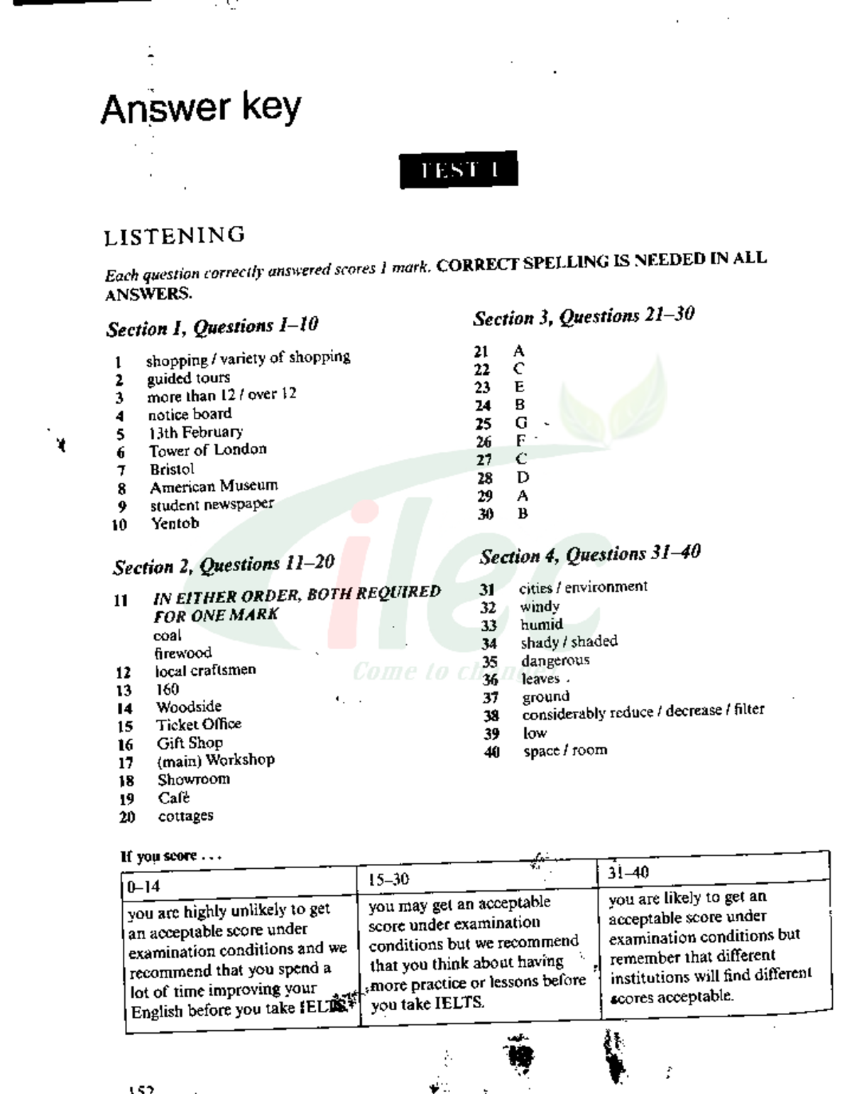 Cambridge Ielts 04 key - English - English Studies - Studocu