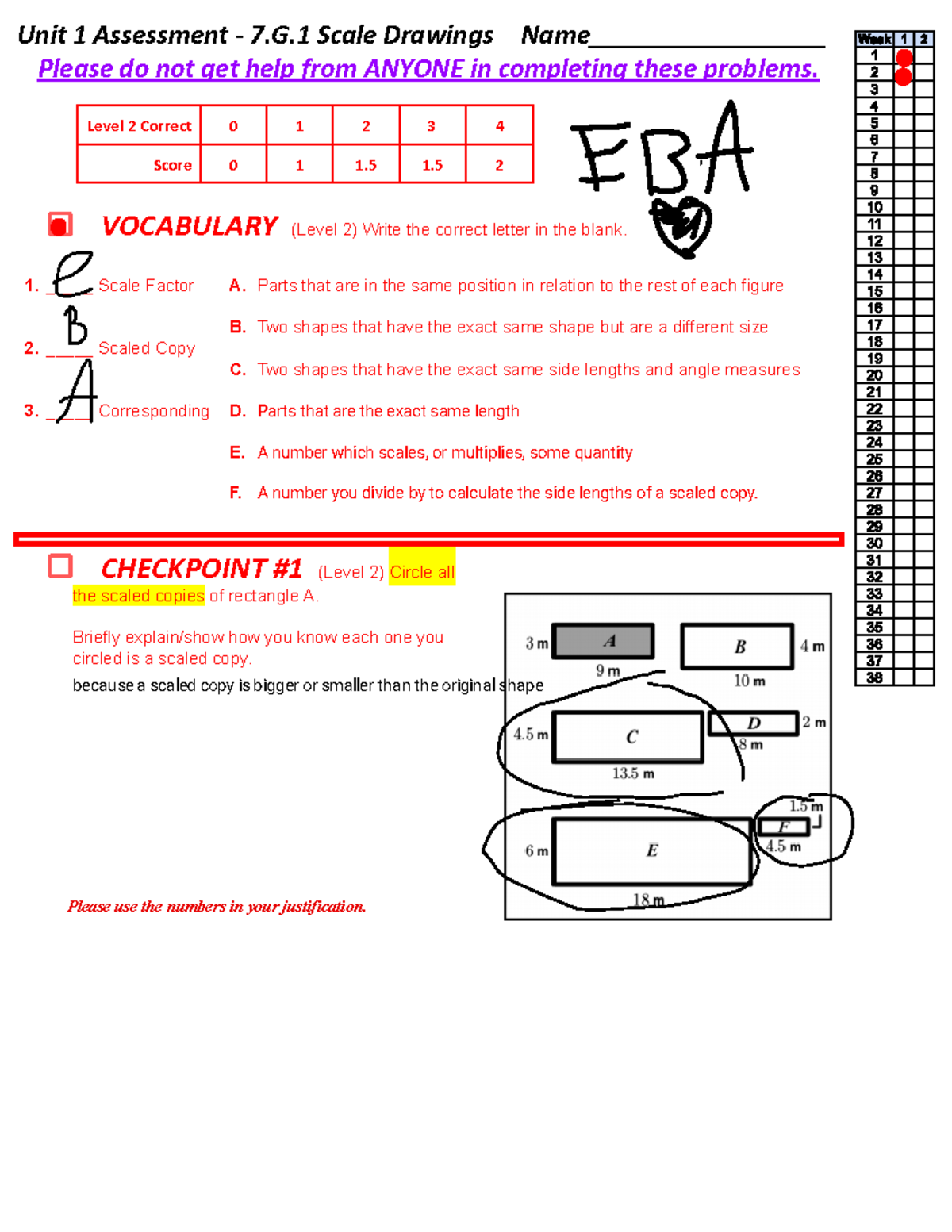 Courtney Noel - Unit 1 Assessment - 7.G.1 Scale Drawings - Unit 1 ...