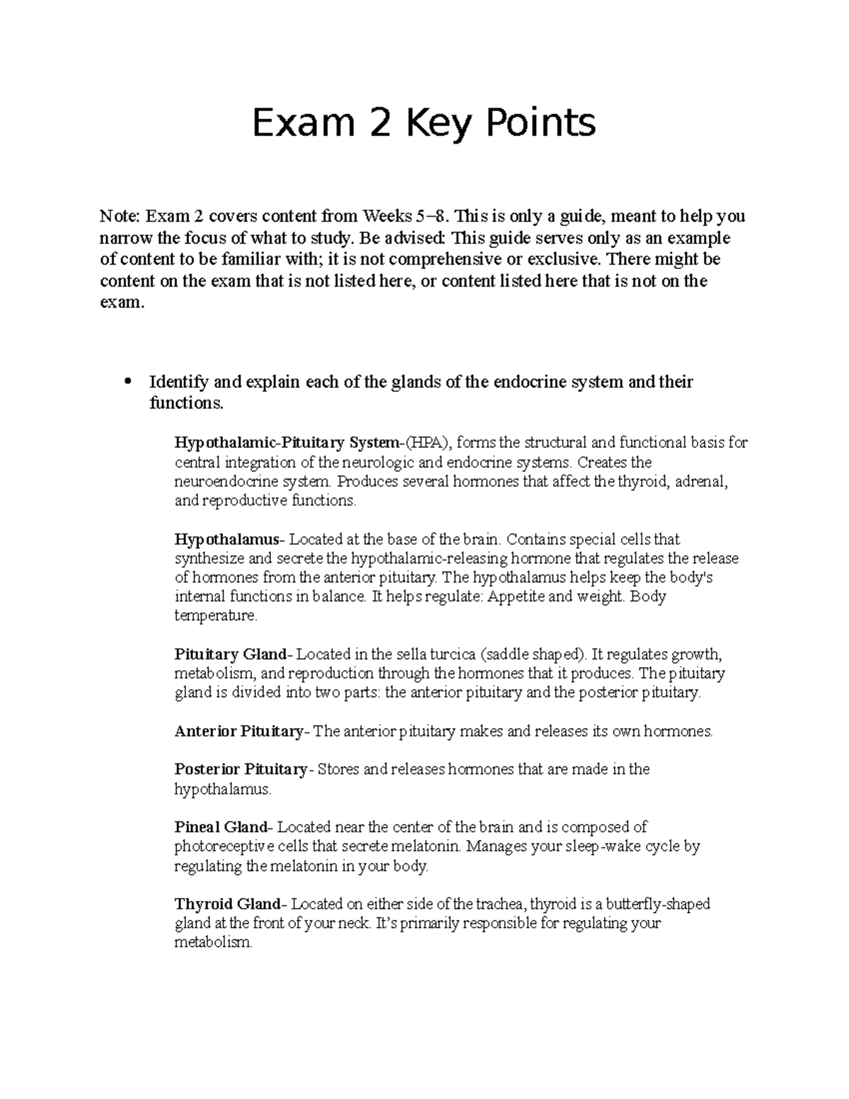 Exam2Key Points A - Exam 2 Key Points Note: Exam 2 covers content from ...