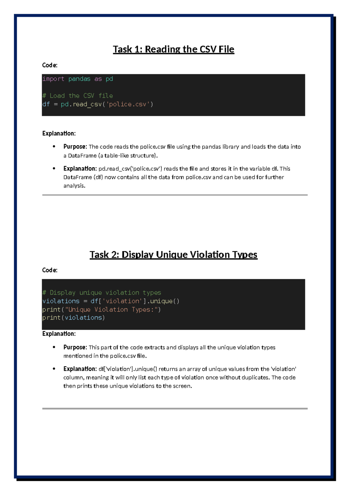 Video SEO Tool - PP Preparation File - Spring 2024CS - Task 1: Reading the CSV File Code: import ...