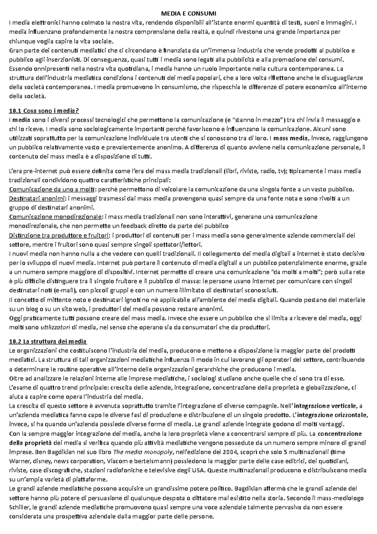 Cap4 Media e consumi - riassunto temi di sociologia - MEDIA E CONSUMI I ...