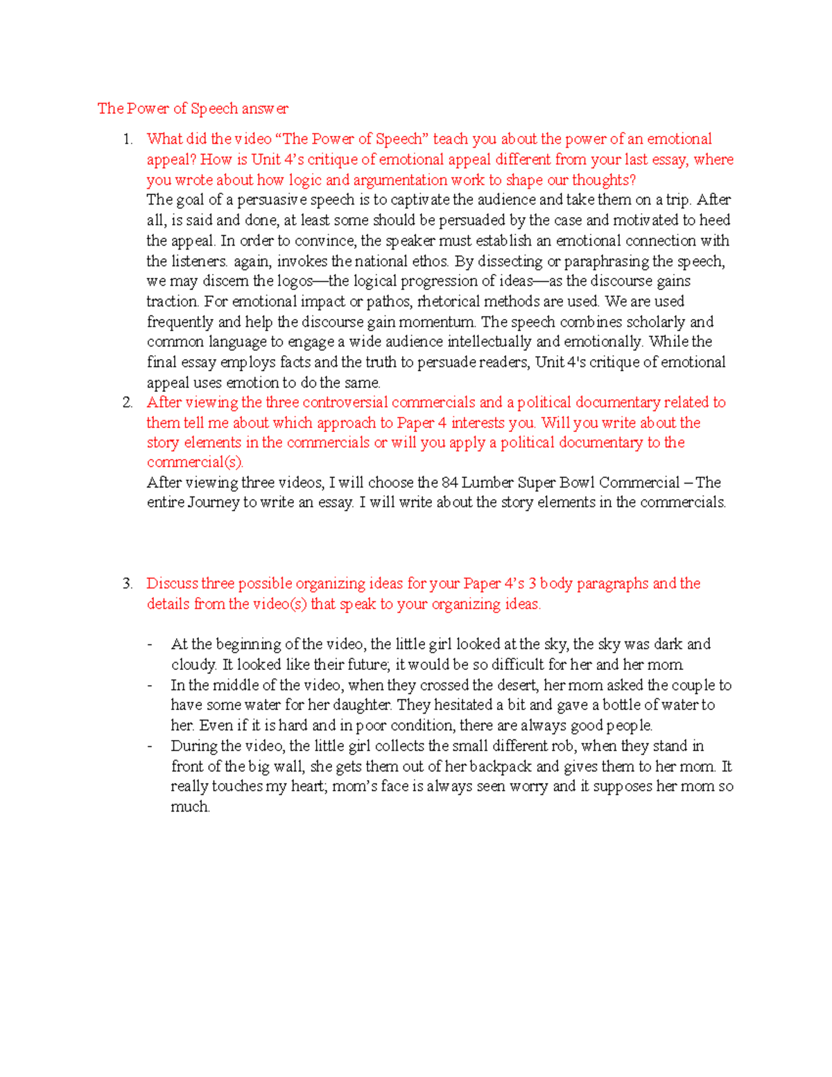 The Power of Speech answer - The Power of Speech answer What did the ...